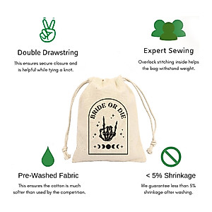 MS Bride Or Die printed Party Favor bags - Cotton Drawstring closure - Bachelorette hangover kit bags - Hangover Recover Kit Wedding Party Gift Bags - 5 * 7 Inch bags Set of 5 D2
