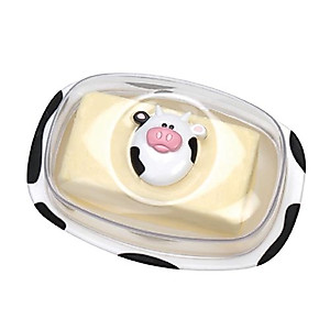 Joie Kitchen Gadgets 43344 Moomoo Butter Dish, White/Black, 17.8 x 10.2 x 12.7 cm
