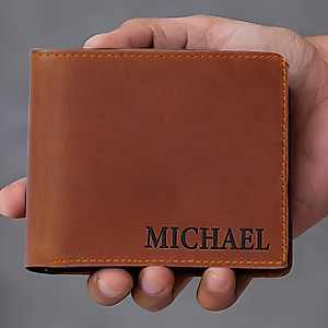 Personalized Leather Wallet for Men, Christmas for Men,Him, Custom Name Wallets, Customazible Gift for Husband, Dad, Boyfriend, Him, Men Gifts for Anniversary, Birthday, Wedding, Fathers Day