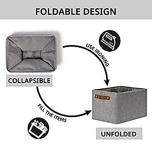 DULLEMELO Linen Closet Organizers and Storage Baskets for Office, Bedroom, Cloth, Baskets for Organizing and Storage with handles for Shelves,Closet,Gift,Toys(Grey,15"x11"x9.5",4-Pack)