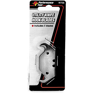 Performance Tool W756 Utility Knife Hook Blade, 5 Piece