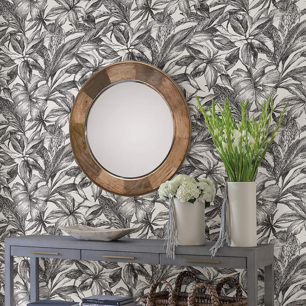 NuWallpaper NUS3498 Canopy Peel & Stick Wallpaper, Black