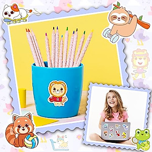 WAKEMOODEI 200PCS Cute Sports Animal Stickers for Kids, Kawaii Animal Stickers for Water Bottles Waterproof Vinyl Stickers Animals Aesthetic Sticker Packs for Girls Boys Teens