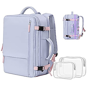 Getravel Travel Backpack for Women, Airline Approved Carry On Luggage As Personal Items, 17.3 inch Laptop Backpack, Waterproof Weekender Bag, Hiking Backpack(Purple)