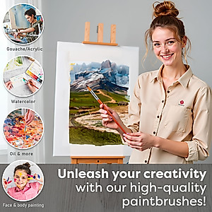 Artist Watercolor Paint Brushes Set 13pcs - Round Pointed Tip Soft Anti-Shedding Nylon Hair Wood Long Handle - Detail Paint Brush for Watercolor, Acrylics, Ink, Gouache, Oil, Tempera, Paint by Numbers