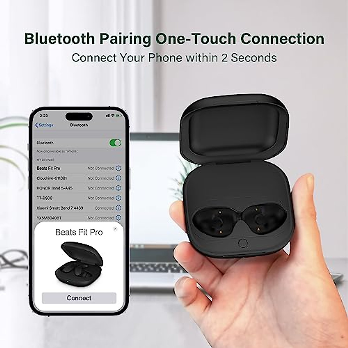Replacement Charging Case Compatible for Beats Fit Pro, Wireless Charger with Built-in 700mah Battery and Bluetooth Pairing Sync Button, Portable Fast Charging Case (No Earbuds), Black