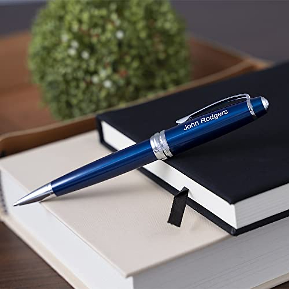Dayspring Pens Personalized Cross Pen | Engraved Cross Bailey Blue Lacquer Ballpoint Gift Pen - Chrome Trim AT0452-12. Custom Engraving Included.