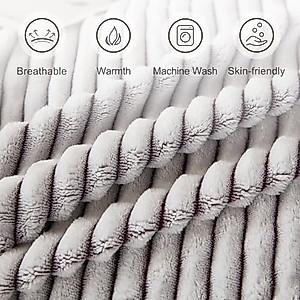 EMME Fleece Throw Blanket for Couch Purple, Soft, Plush, Warm and Cozy Blanket, Single Layer, Striped 3D Touch, Perfect for Bed Couch and Sofa Chair(Dark Purple, 50'' x 60'')