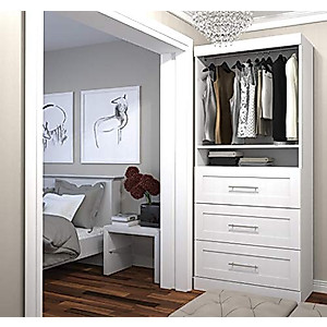 Bestar Pur Shelving Unit with 3 Drawers in White, 36W