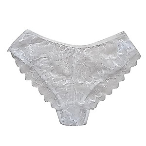 Underwear Women Panties for Women Sexy Naughty Low Rise Floral Lace No Trace Criss Cross T-Back Thongs Breathable Stretch Strap Underwear Seamless Underwear for Women White