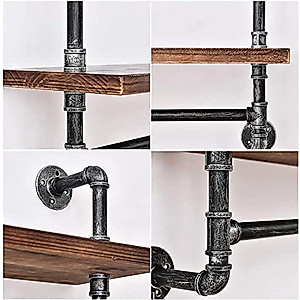 Industrial Bathroom Shelves Rustic Wood Shelves with Towel Bar 24" Farmhouse Shelf for Wall Pipe Shelving-3 Layer