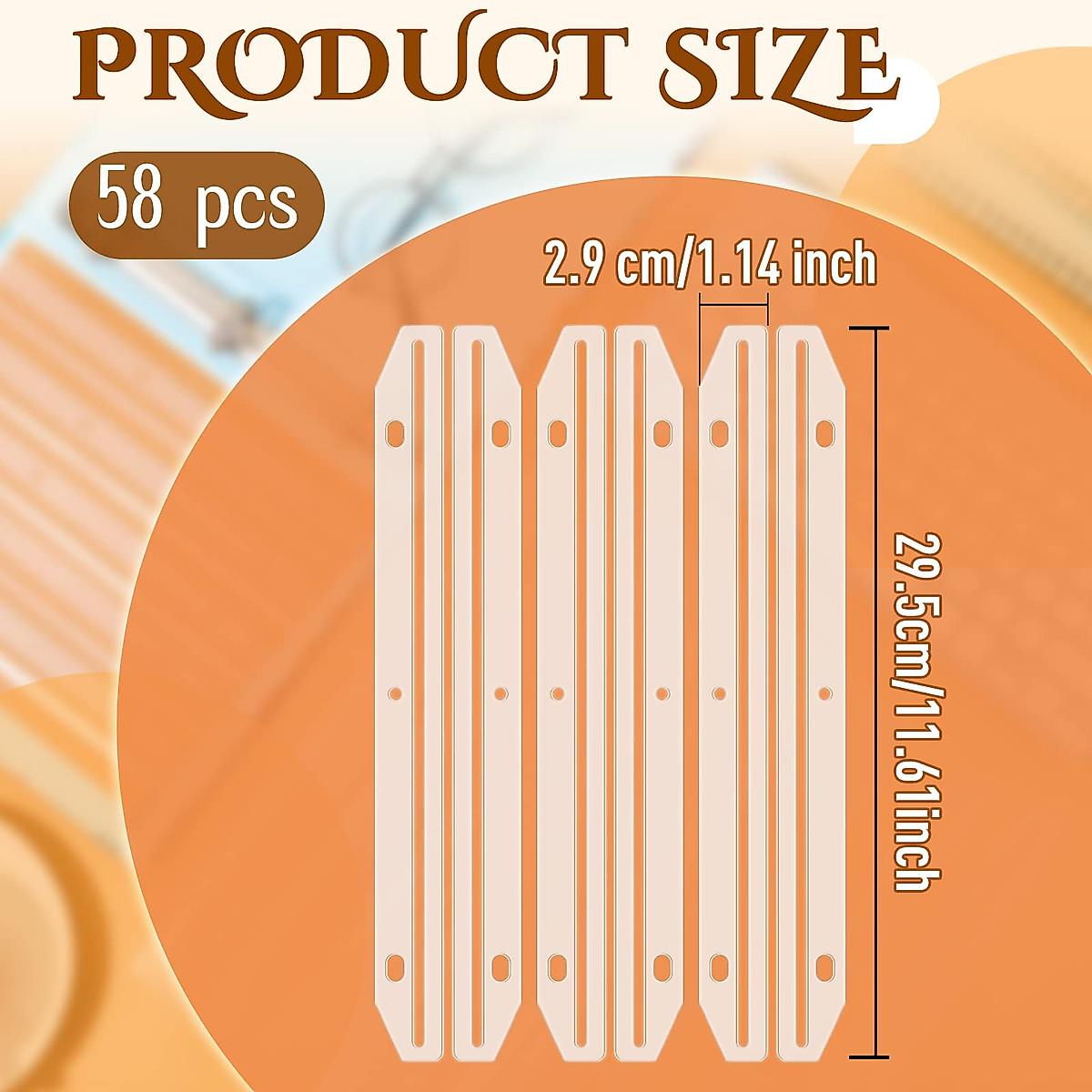 Fabbay Magazine Holders for Binders 3 Hole Punched Plastic Magazine Organizer Binder Accessories 3 Ring Binder Insert Strips for File Book Paper Magazine Collector, Translucent White(58 Pcs)