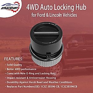 4WD Locking Hub Front Lock Hub Assembly - Compatible with 1999-2004 Ford F250 F350 F450 F550 Super Duty, 00-05 Excursion, 01-02 Expedition & Lincoln Navigator - Replaces# 1C3Z-3B396-CB, 1C3Z3B396CB