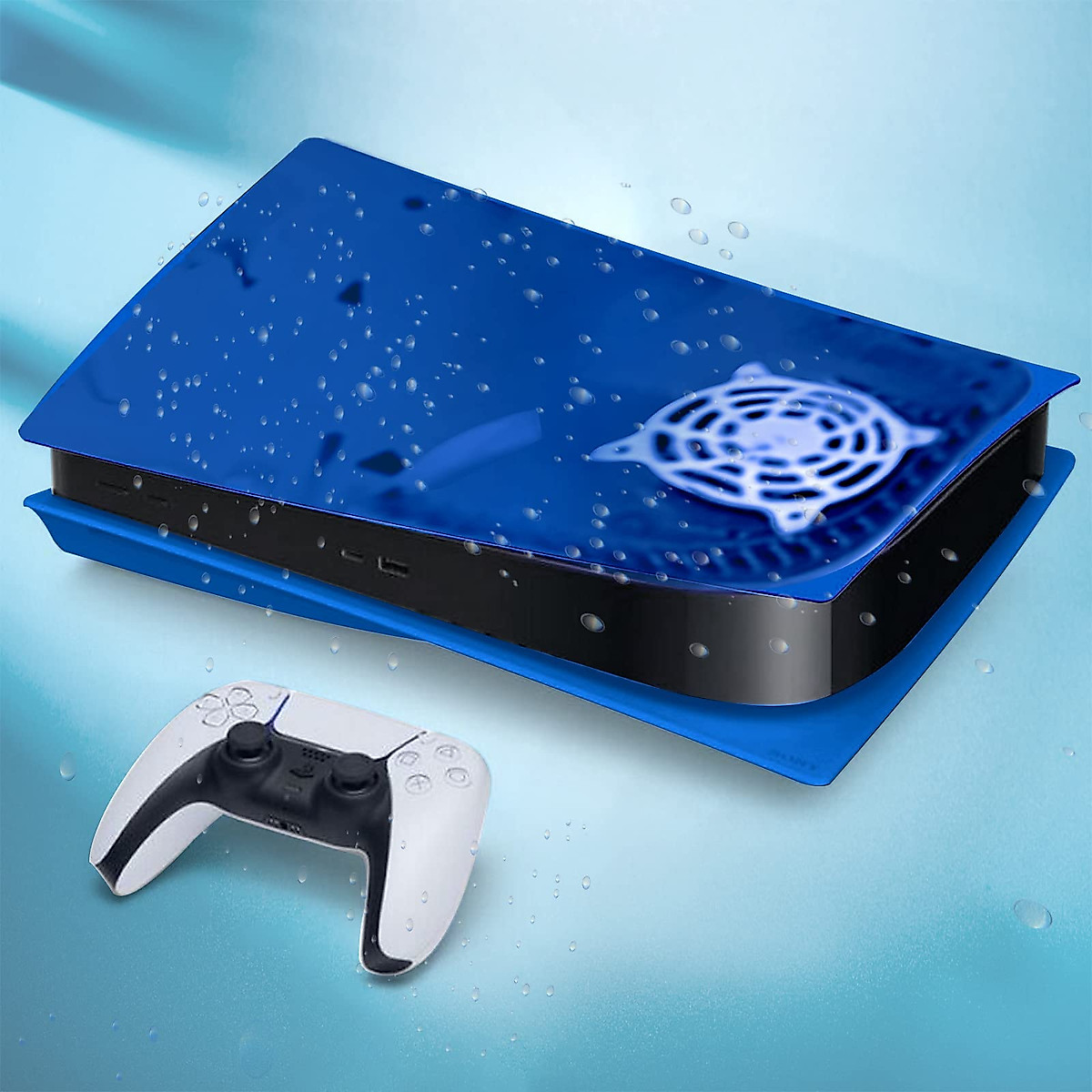 Frusde PS5 Plates, Hard Shockproof PS5 Faceplates Compatible with PS5 Console, ABS Anti-Scratch Dustproof Cover Replacement Shell Plates Compatible with PS5 Console Disc Edition - Translucent Blue