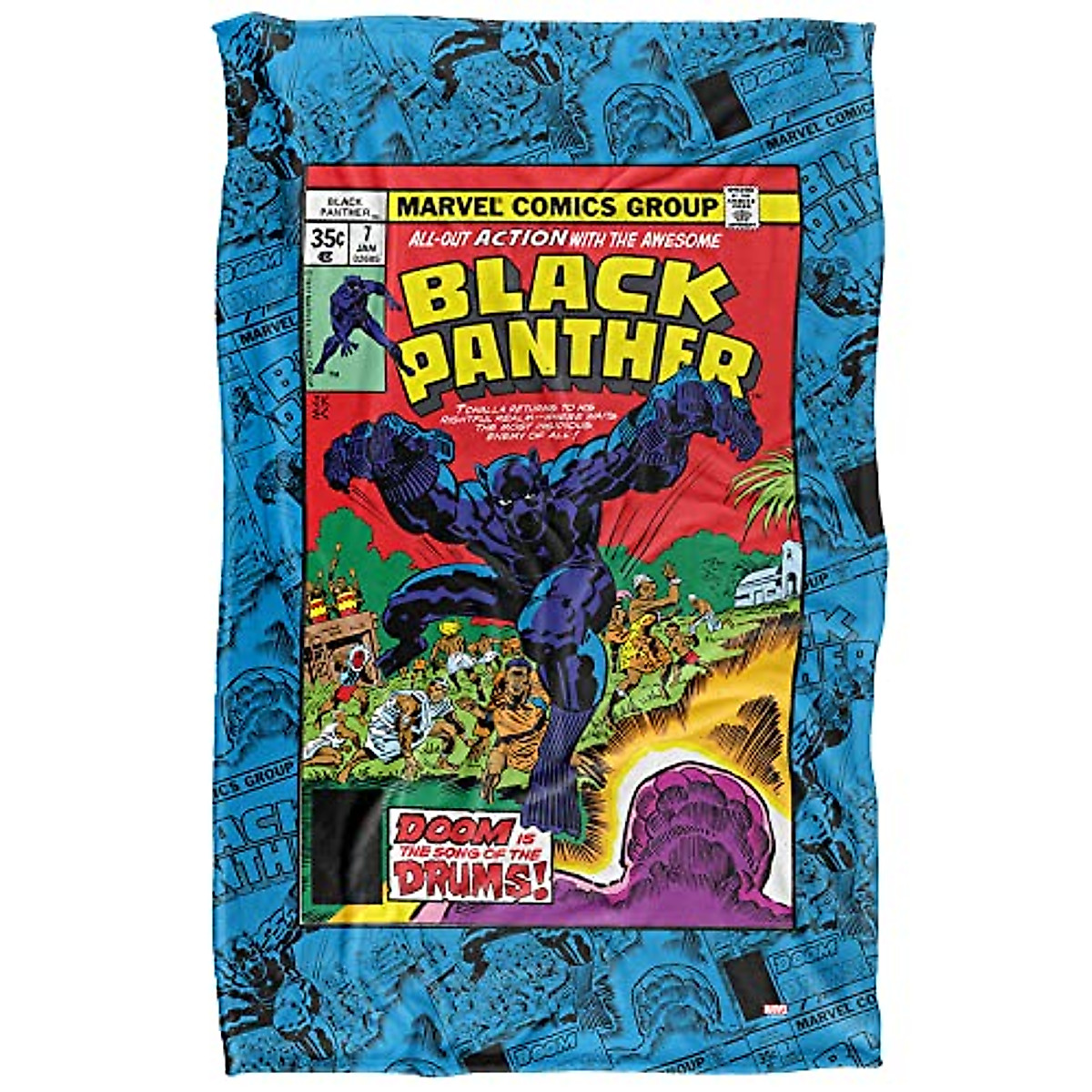 Black Panther Blanket, 36"x58" Black Panther No.7 Comic Cover Silky Touch Super Soft Throw Blanket