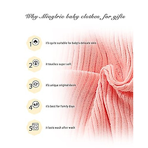 Mioglrie Newborn Baby Girl Clothes 3-6 Months Infant Girls Pink Romper Pants Headband 3PC Clothes Outfits Set