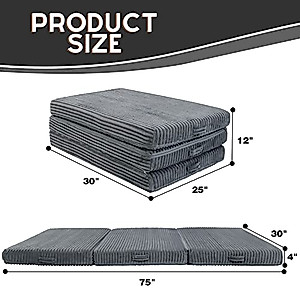 MeMoreCool Folding Mattress 4-Inch Memory Foam Foldable Mattress, Tri-Folding Mattress Futon/Camp/Travel Mattress Topper, Portable Mattress Floor Bed Couch for Guest, Cushion & Floor Mattress 2 in 1