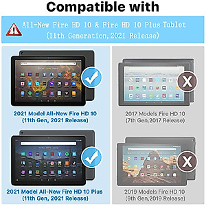 Case for All-New Kindle Fire HD 10 and Fire HD 10 Plus Tablet (Only Compatible with 11th Generation 2021 Release) Ultra Lightweight Slim Shell Stand Cover with Auto Wake/Sleep Two Stand Modes(Black)