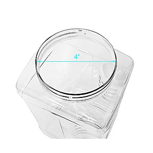 ljdeals 1 Gallon Clear Plastic Storage Containers Grip Jars, Wide Mouth Square Canisters, Pack of 2, BPA Free, Food Safe, Made in USA