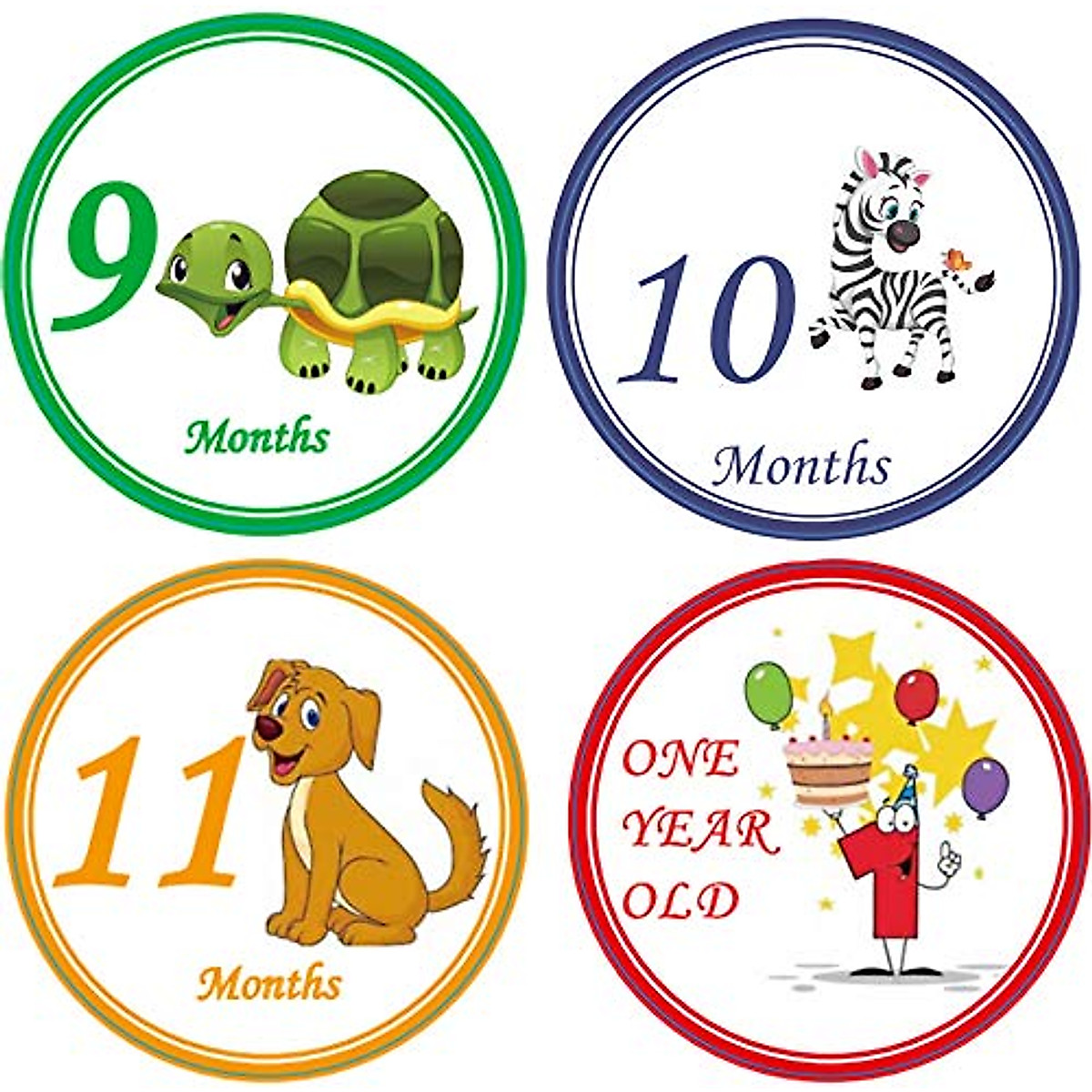 Baby Monthly Stickers 28 - First Year Stickers for Infant - Belly Stickers Boy Girl - Mount to Mount Birthday and all Hollidays - 4 inch diameter
