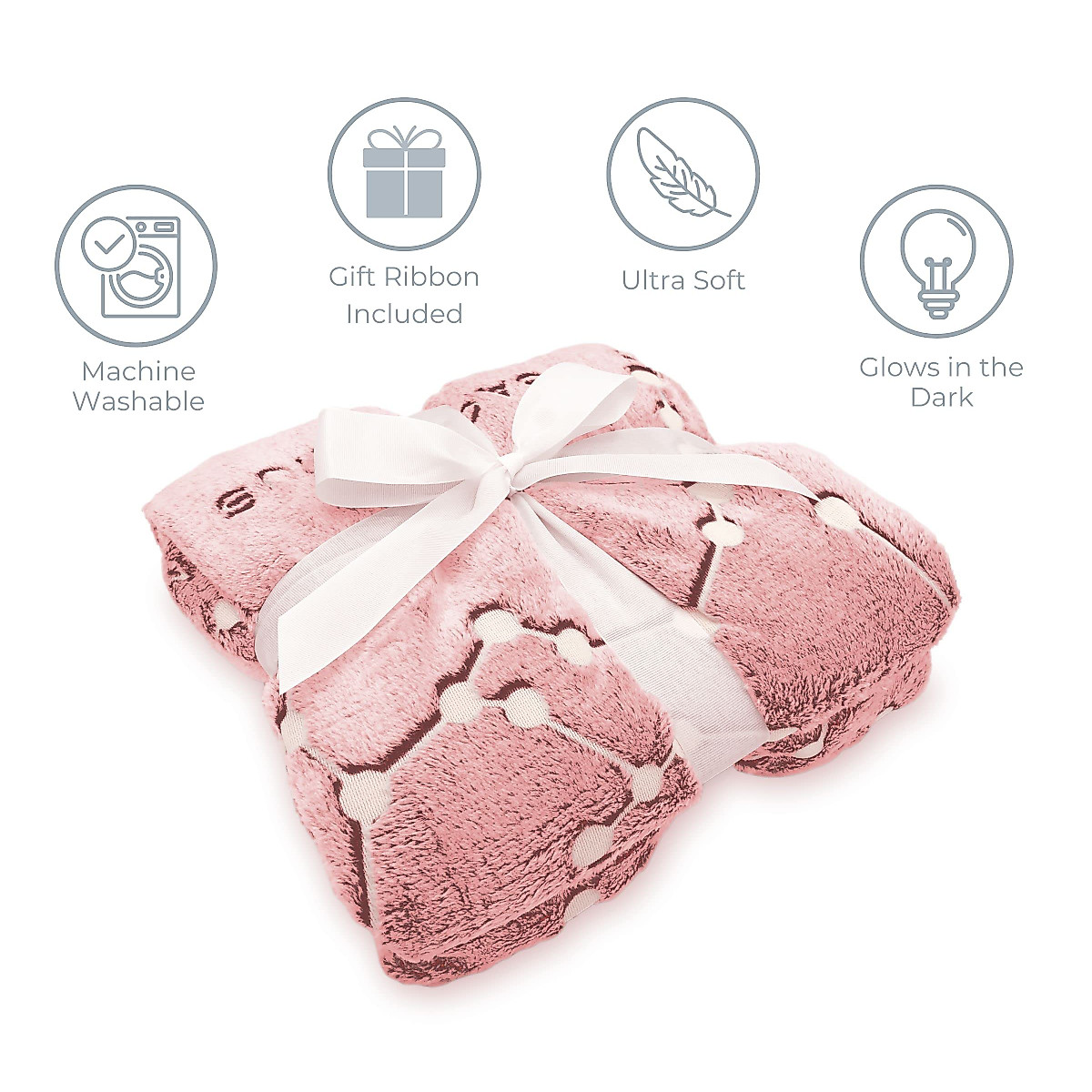 Constellation Blanket Glow in The Dark | Multiple Sizes | All Zodiac Horoscope Signs | Gift for Solar, Star, Astronomy, Astrology & Astronaut Lovers | Men, Women, Teen, Boys & Girls (Pink 60x50in)