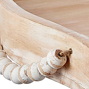 Mud Pie Scalloped Beaded Tray, 18" x 18", Brown