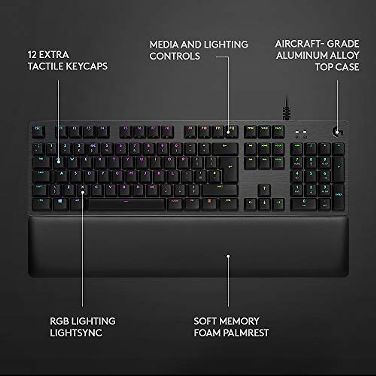 Logitech G513 RGB Backlit Mechanical Gaming Keyboard with GX Blue Clicky Key Switches (Carbon)