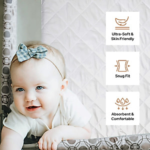 Pickle & Pumpkin 1 pack Waterproof Pack N Play Mattress Cover | Soft & Fitted Mini Crib Mattress Protector Waterproof for Pack N Play Mattress, Playard, Portable Crib | Microfiber Mattress Protector