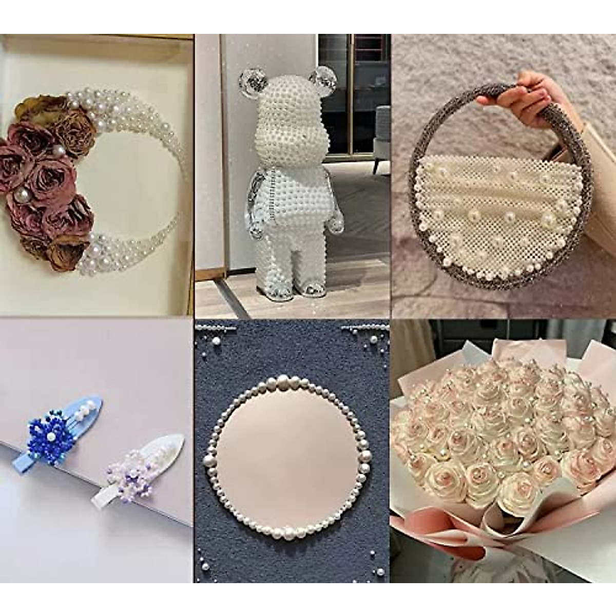 380pcs Art Faux Pearls Undrilled Faux Pearls No Hole Imitation Round Pearls Beads Loose Pearls Decorative Bulk Filler Beads for Jewelry Making, Crafts DIY, Table Scatter, Home Decoration (White 10MM)