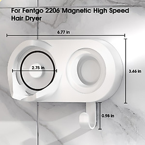 Fentgo Hair Dryer Holder Wall Mount High Speed Hair Dryer with Hair Dryer Power Cord Organizer Hooks, Suitable 2206 Hair Dryer, Compatible for ARAS/Careboda Hair Dryer