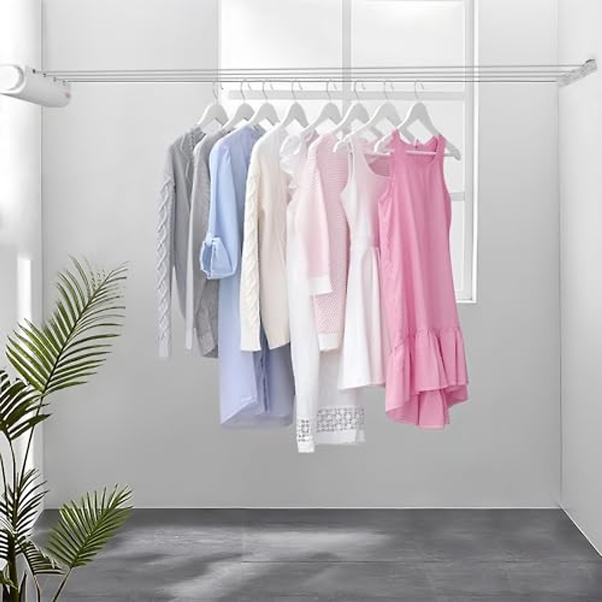Retractable Outdoor Clothesline Indoor Wall Mounted Flexible Clothes Dryer Plastic Telescopic Rope Hanger Space Saving for Hanging Drying Rack Wet Dry Laundry Bathroom Hotel Travel Camping(4 Ropes)