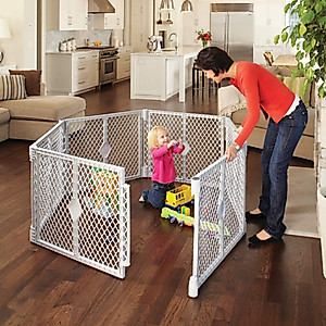 Toddleroo by North States Superyard Classic 6 Panel Baby Play Yard, Made in USA: Safe play area anywhere. Carrying strap for easy travel. Freestanding. 18.5 sq. ft. enclosure (26" Tall, Gray)