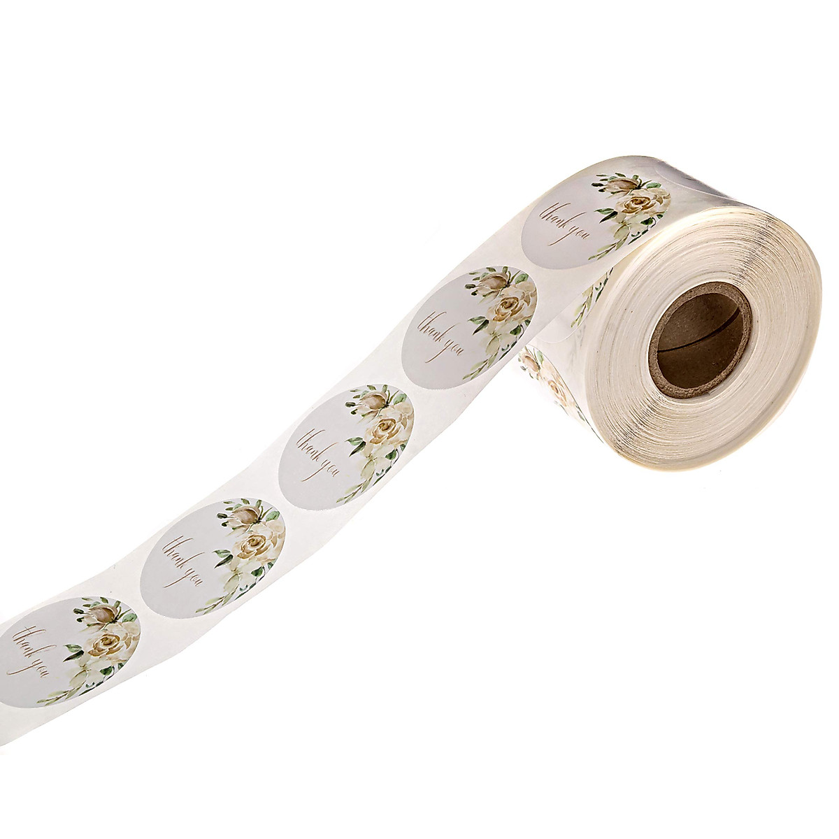 Cream & Taupe Watercolor Floral Thank You Labels / 500 Thanks Wedding Stickers / 1.5" Elegant Envelope Seals/Anniversary Thank You Stickers/Made in The USA