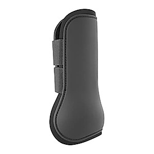 HORZE Adjustable Horse Tendon Boots - Protective, Lightweight, Open Front Boots for Jumping, Trail Riding, and Turnout (Sold in Pairs) - Black - Horse