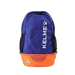KELME Sports Soccer Bag - Backpack for Adults and Kids – Separate Cleat and Ball Holder for Basketball, baseball & Football (Blue/Orange, Adults)