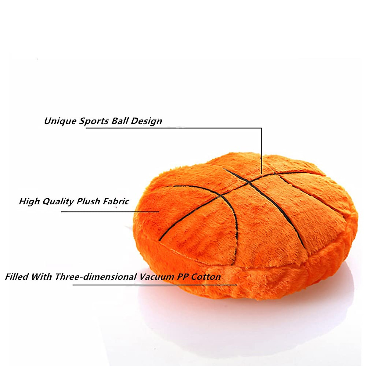XIYUAN 18" Basketball Plush Sports Pillow Soft Stuffed Sports Balls Toy Fluffy Durable Football Throw Pillow Toys Sofa Room Decor Throw Pillows Cushion Child Sports Toy Gift (Large/Orange)