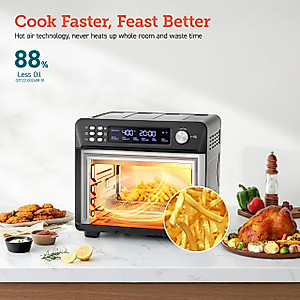 COSORI Air Fryer Toaster Oven 26.4QT, 12-in-1 Convection Ovens Countertop Combo, 6-Slice Toast, 12-inch Pizza, Basket, Tray, Recipes &3 Accessories, Wifi, CS100-AO
