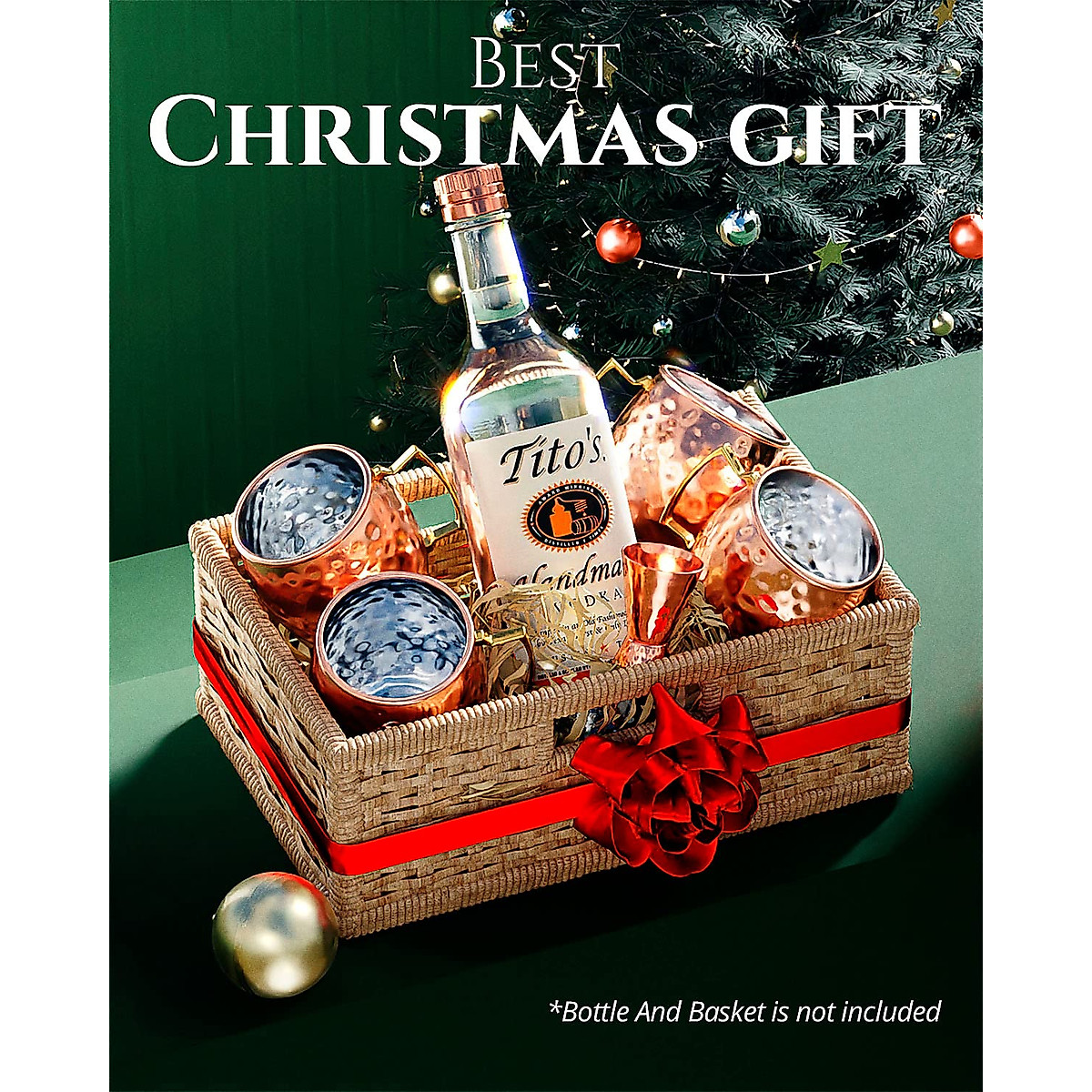 B. WEISS Moscow Mule Copper Mugs, Set Of 4 Brass Handle Copper Cups For Drinking, Each Mug is Handcrafted - Food Safe (Copper Plated Stainless Steel) (Set of 4)