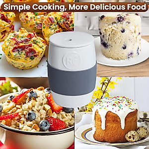 Professional Ceramic Egg Cooker for Microwave, Quick Scrambled Egg Maker Holds Up to 4 Eggs, Easy & Healthy Breakfast Microwave Cooker Great for Mug Cake, Muffin, Omelet, 100% Food Safe