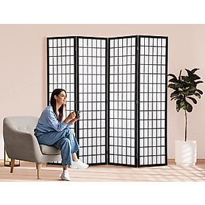 Room Divider, 4 Panel Plum Blossom Shoji Screen, 6FT Folding Chinese Wall Dividers with Waterproof Shoji Paper for Home Office Bedroom, Divider for Room Separation Japanese Style Room Dividers