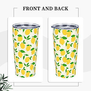 Yaxongx 20oz Tumbler Radiant Lemon Double Wall Vacuum Insulated Coffee Mug with Lid and Metal Straw Brush Reusable Stainless Steel Water Bottle Travel Cup Gifts for Car Ice Drinks Hot Beverage