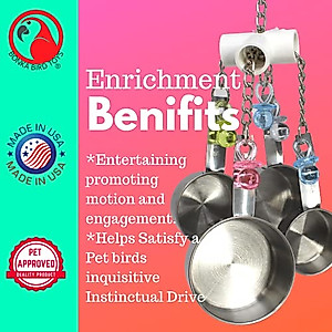 Bonka Bird Toys Clacker Colorful Durable Stainless Steel Pullable Parrot Macaw African Grey Cockatoo (Single Clacker, White)