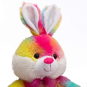 HollyHOME Easter Bunny Stuffed Animal Tie-Dye Rabbit Plush Toys for Kids Multi-Color