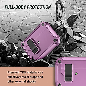 RFUNGUANGO AirPods Pro 2nd Generation/1st Generation Case Cover with Secure Lock Clip,Automatic Pop-up Case Full-Body Shockproof Hard Protective Cover for AirPods Pro 2 Case(2022/2019)-Purple