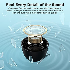 omthing Wireless Earbuds Bluetooth 5.2, in-Ear Headphones with 4 ENC Mics for Clear Call, 7mm Dynamic Driver, IPX5 Waterproof, 23h Playtime, Black