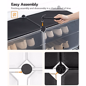 HOOBRO Shoe Rack, 6 Cubes Shoe Organizer with Doors, Plastic Panel Shoe Storage Cabinet for 24 Pairs of Shoes, for Closet, Bedroom, Entryway, Hallway, Black BK26SC01G1