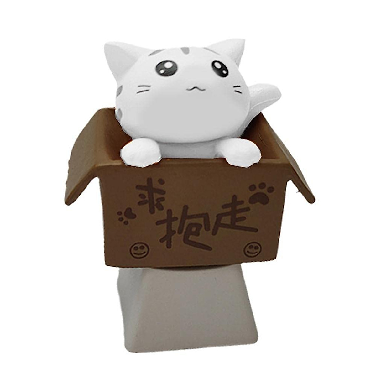 Hai Lan 1pc DIY Cartoon Mechanical Keyboard ESC Keycap Cute Cat Custom Keys Caps Novelty Bottom Backlit Keyboard Keycaps Gaming Accessories Children's Gifts, White