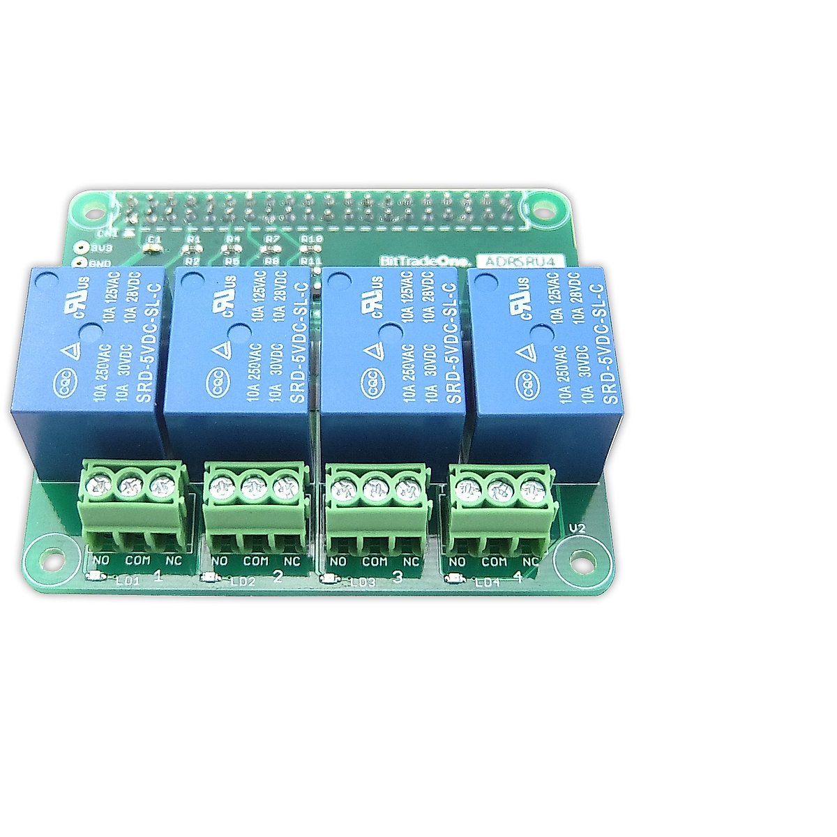 BitTrade One ADRSRU4 Relay Control Extension Board for Raspberry Pi 4 Circuits [Assembled]