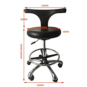 GUNEL Medical Dental Rolling Stool with Backrest, Ergonomic Dentist Chair Lab Seats Adjustable 360 Degree Swivel PU Leather Lift Chair Assistant Stool Chair (Color : Orange)