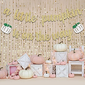 Pumpkin Baby Shower Decoration A Little Pumpkin Is On The Way Banner Fall Theme Garland Autumn Baby Shower Supplies White